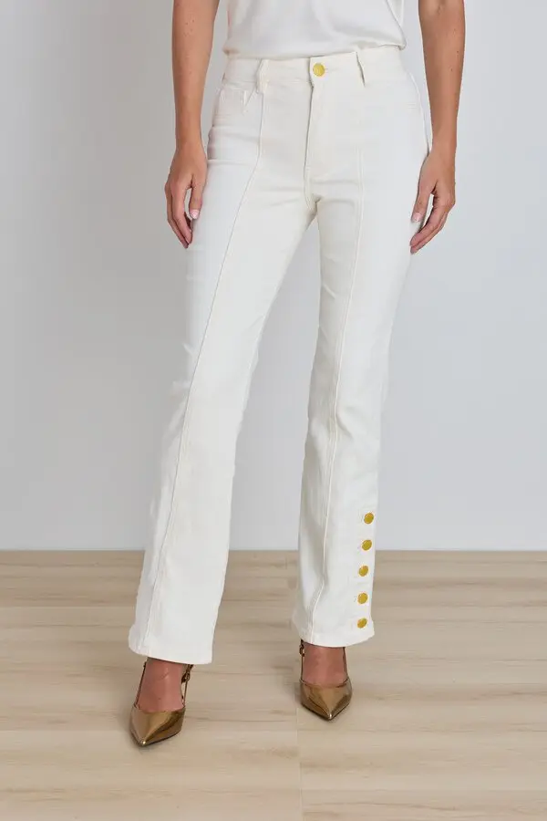 THE NOLI SHOP Veronica Button Jean - Ivory