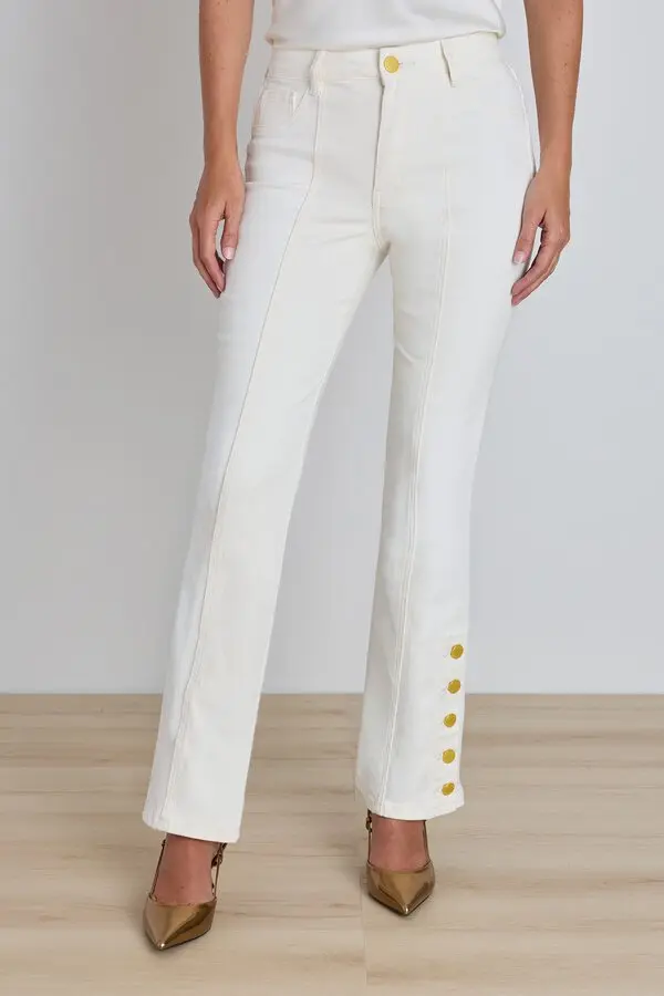 THE NOLI SHOP Veronica Button Jean Flare - Ivory