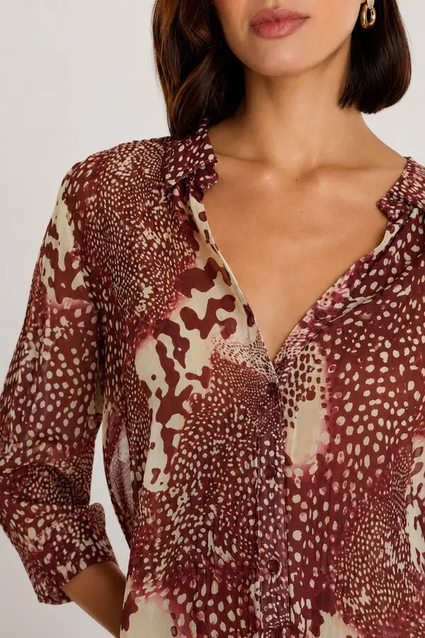 THE NOLI SHOP Sara Silk Blouse - Garnet Crush