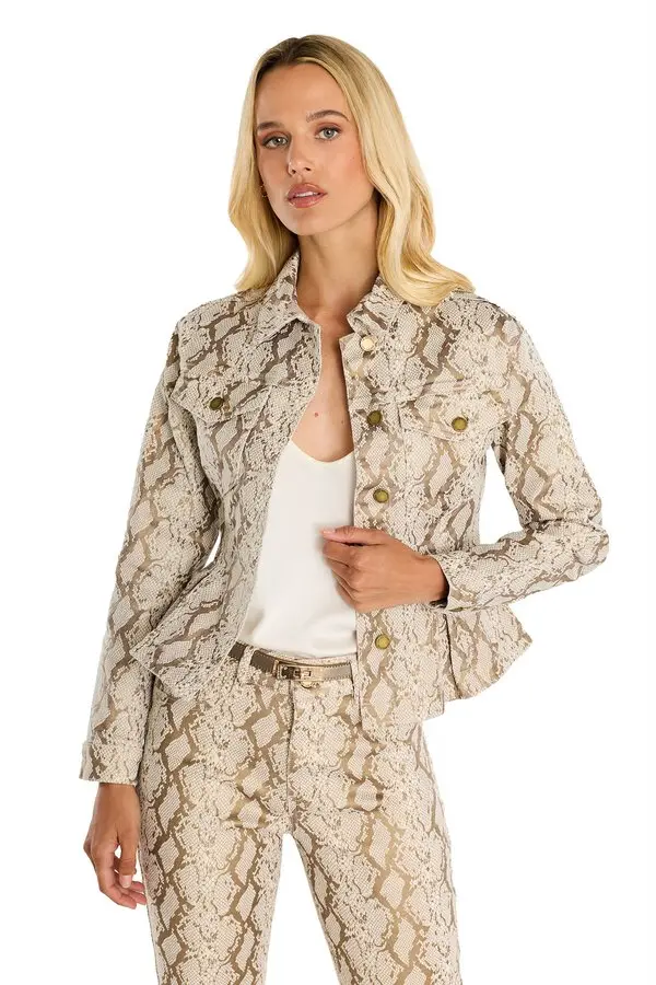 THE NOLI SHOP Bethanie Denim Jacket - Gold Python