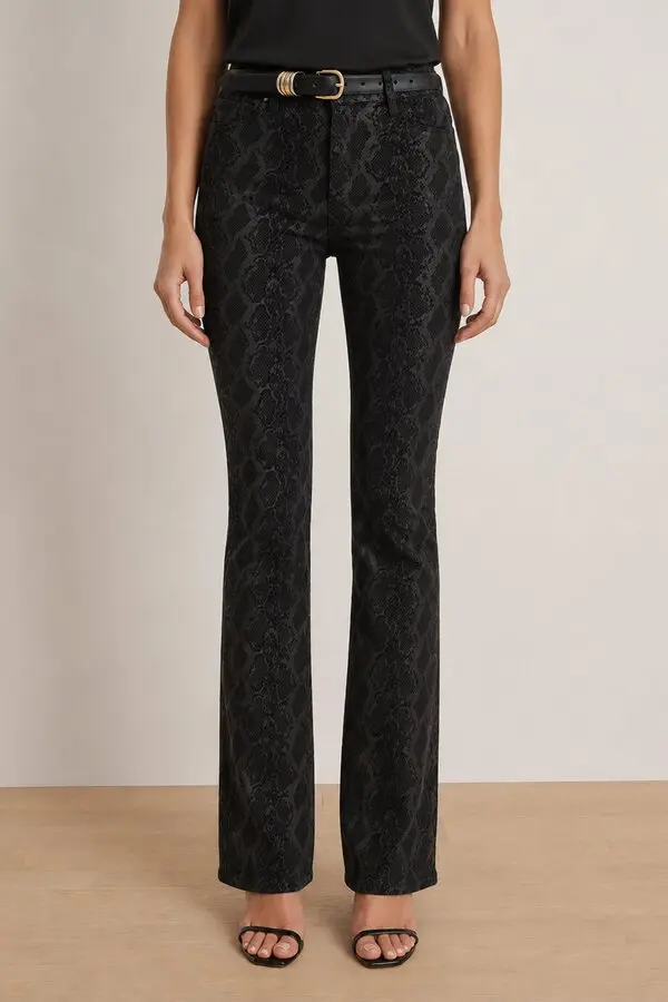 THE NOLI SHOP Aria Coated Flare Jean - Black Python