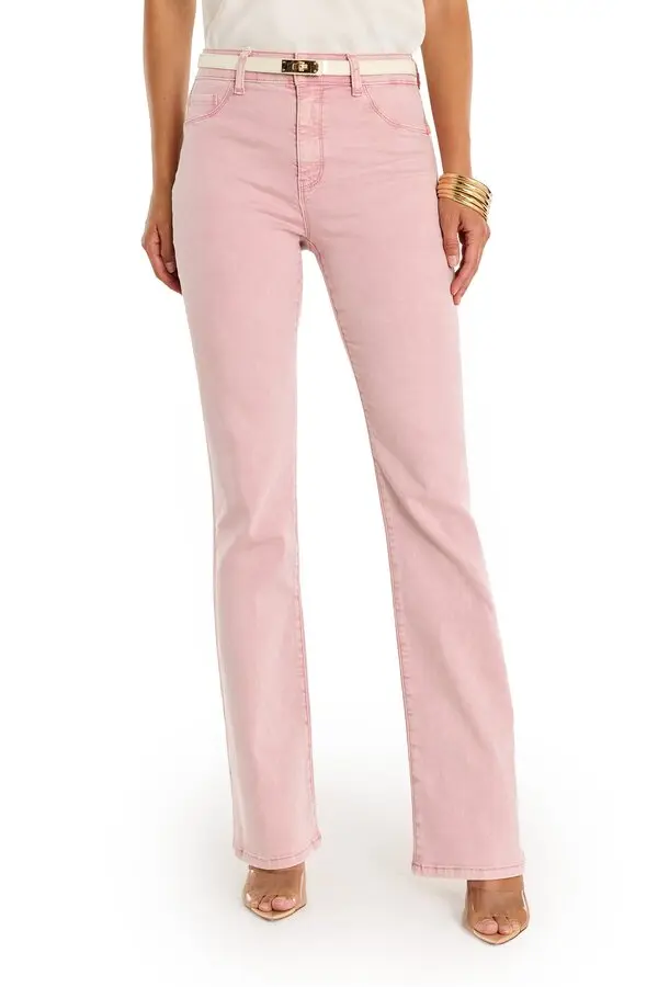 THE NOLI SHOP Aria Coated Flare Jean - Blush