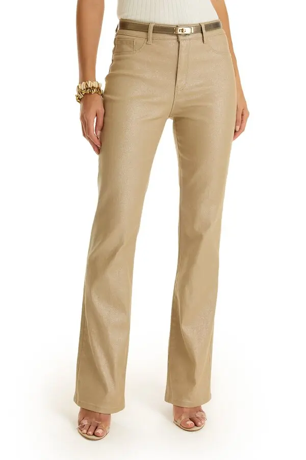 THE NOLI SHOP Aria Coated Flare Jean - Champagne