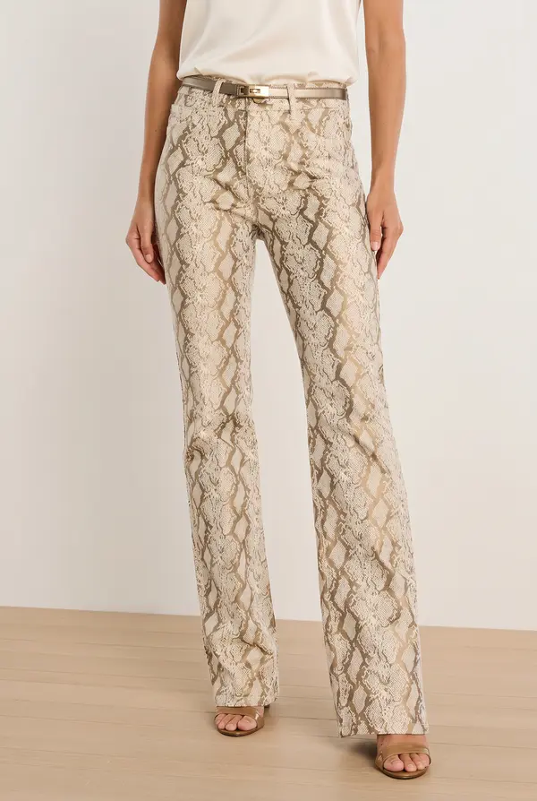 THE NOLI SHOP Aria Coated Flare Jean - Gold Python