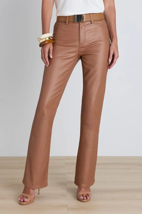 THE NOLI SHOP Aria Coated Flare Jean - Mocha