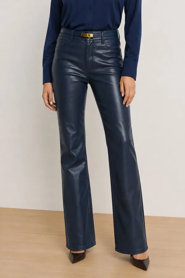 THE NOLI SHOP Aria Coated Flare Jean - Navy