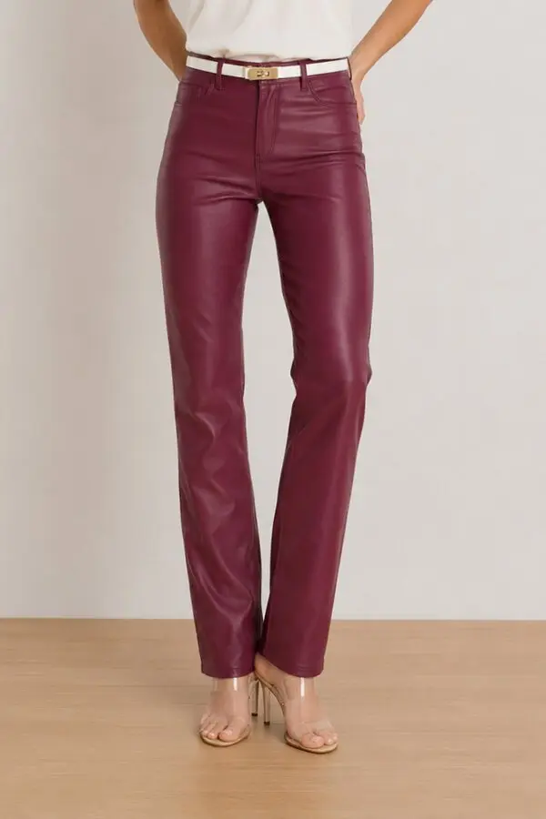 THE NOLI SHOP Aria Coated Flare Jean - Sangria