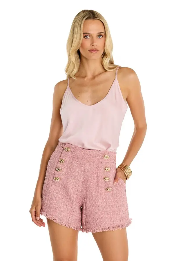 THE NOLI SHOP Tamara Tweed Button Short - Blush