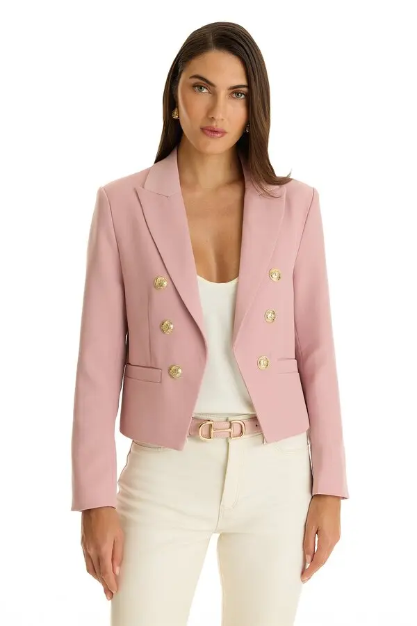 THE NOLI SHOP Gabrielle Double Breasted Blazer - Blush