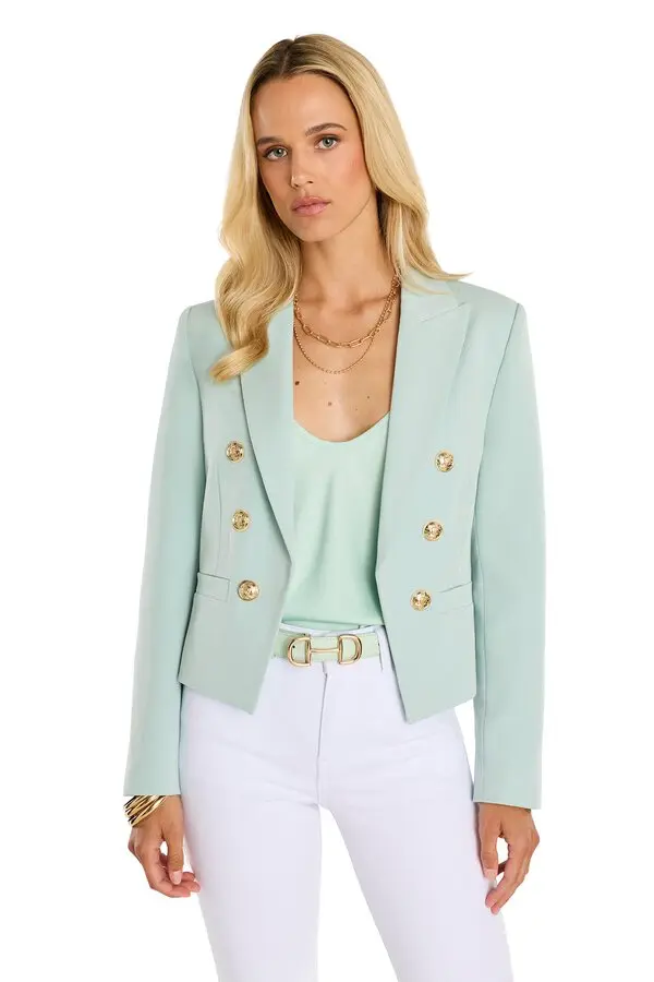 THE NOLI SHOP Gabrielle Double Breasted Blazer - Mint