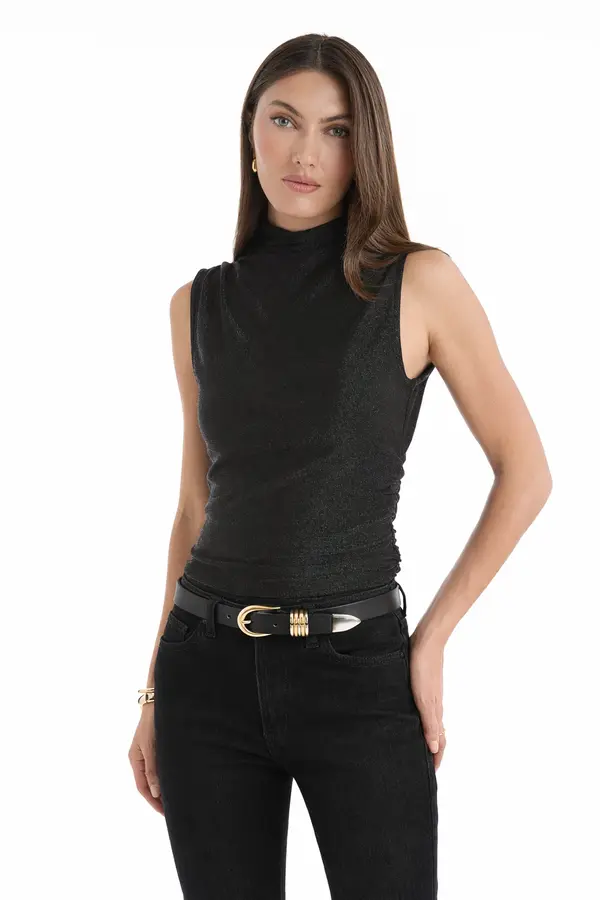 THE NOLI SHOP Mia Shimmer Tank - Black