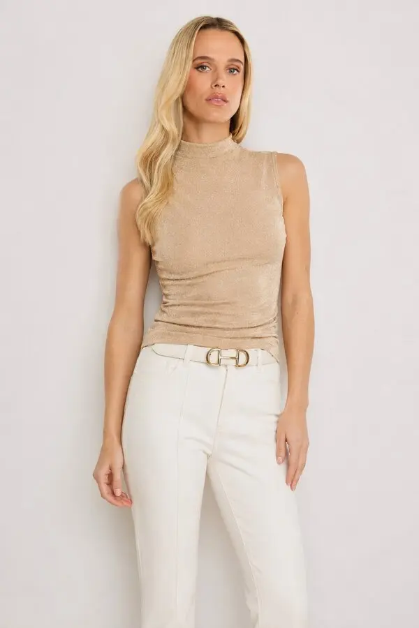 THE NOLI SHOP Mia Shimmer Tank - Champagne