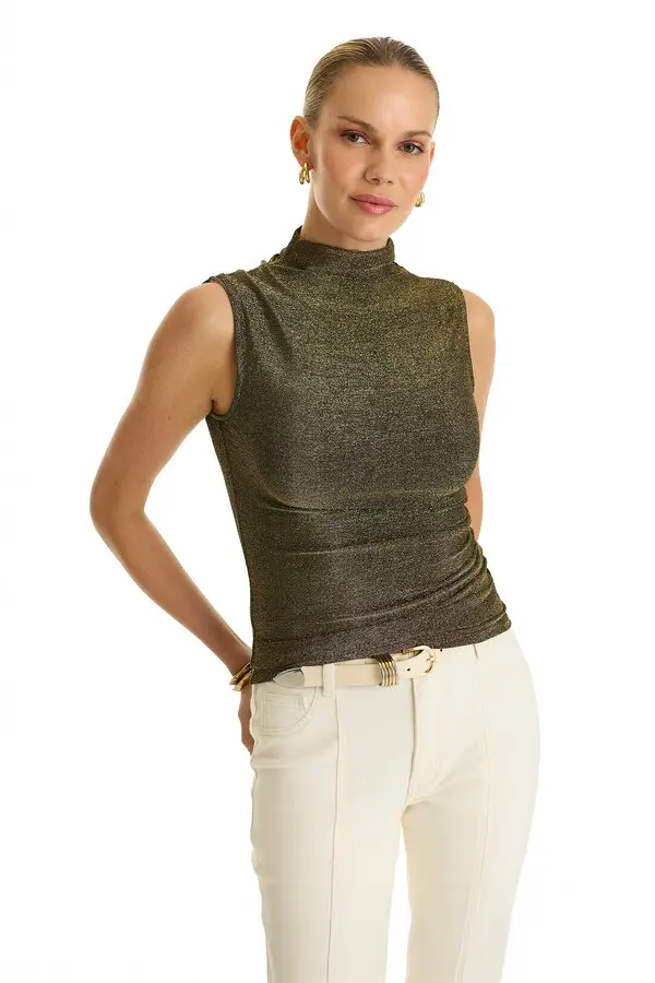 THE NOLI SHOP Mia Shimmer Tank - Gold