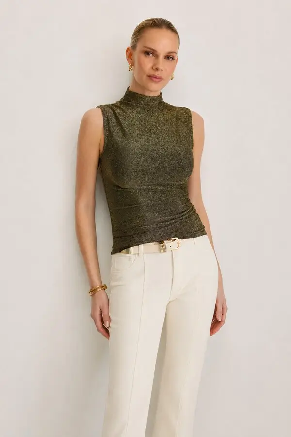 THE NOLI SHOP Mia Shimmer Tank - Gold