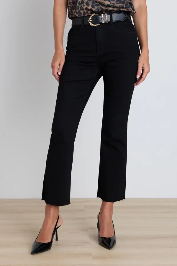 THE NOLI SHOP Nicolette Cropped Kick-flare Jeans - Black