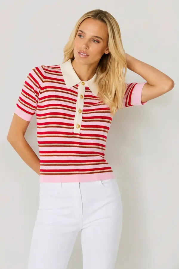 THE NOLI SHOP Leya Polo Shirt - Summer Multi