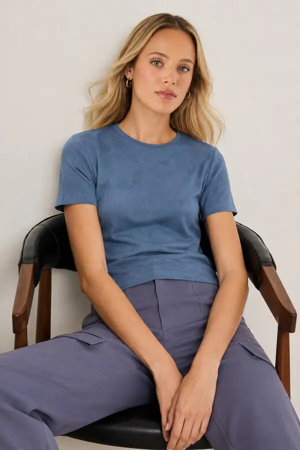 THE NOLI SHOP Amaya Suede T-shirt - Blue
