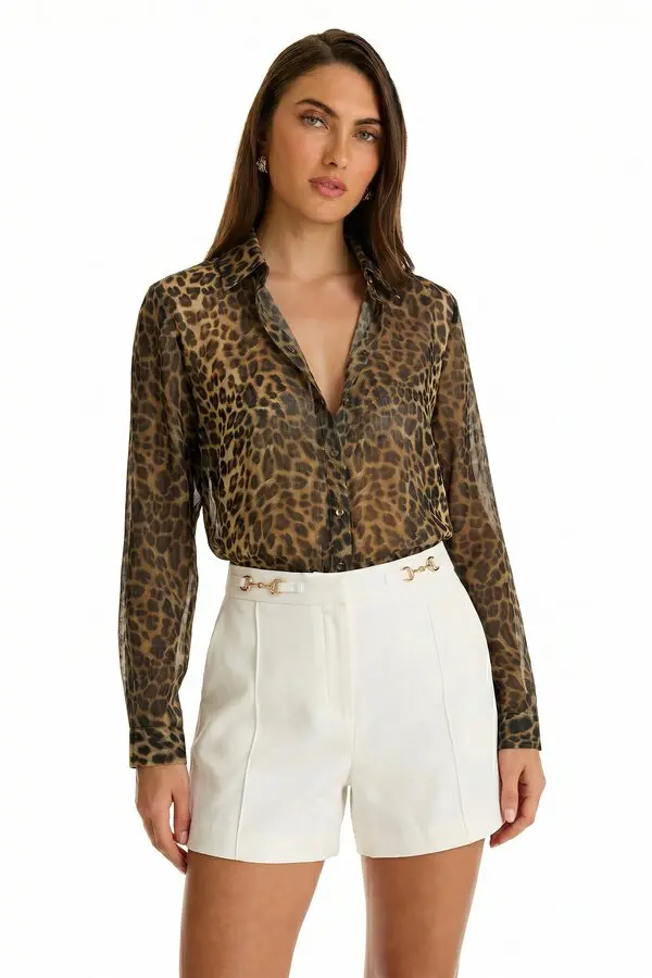 THE NOLI SHOP Ana Chiffon Blouse - Leopard