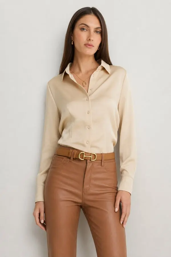THE NOLI SHOP Paulina Silk Blouse - Gold