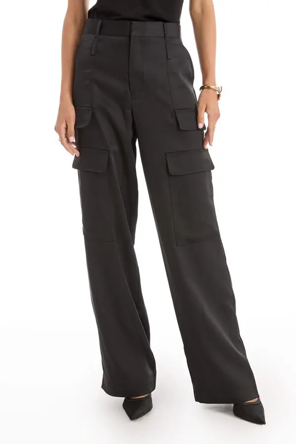 THE NOLI SHOP Milan Satin Cargo Pant - Black