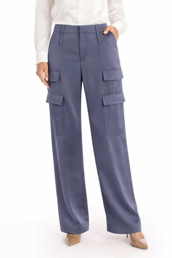 THE NOLI SHOP Milan Satin Cargo Pant - Navy
