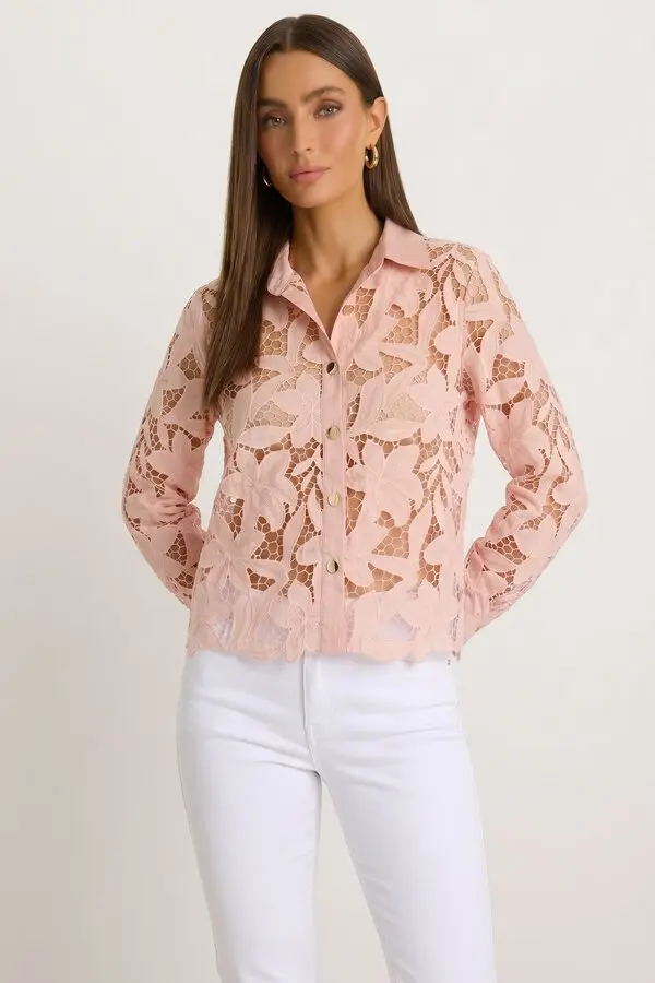 THE NOLI SHOP Mina Lace Blouse - Blush