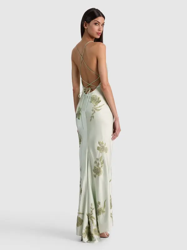 Alice + Olivia Montana Embellished Maxi Slip Dress