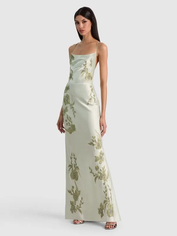Alice + Olivia Montana Embellished Maxi Slip Dress