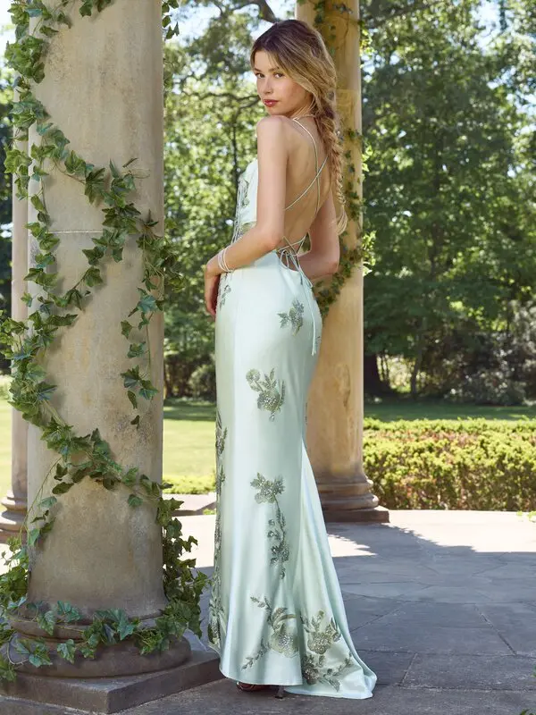 Alice + Olivia Montana Embellished Maxi Slip Dress