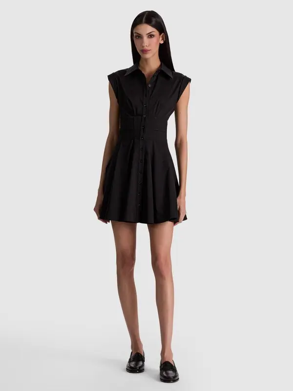 Alice + Olivia Kim Corset Shirt Dress - Black