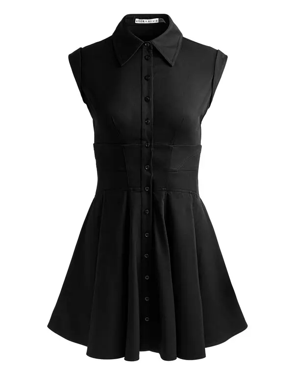 Alice + Olivia Kim Corset Shirt Dress - Black