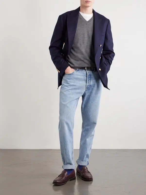 Brunello Cucinelli Wool And Cashmere-blend V-neck Sweater - Gray