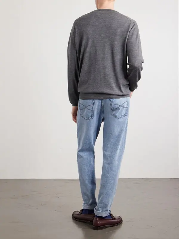 Brunello Cucinelli Wool And Cashmere-blend V-neck Sweater - Gray