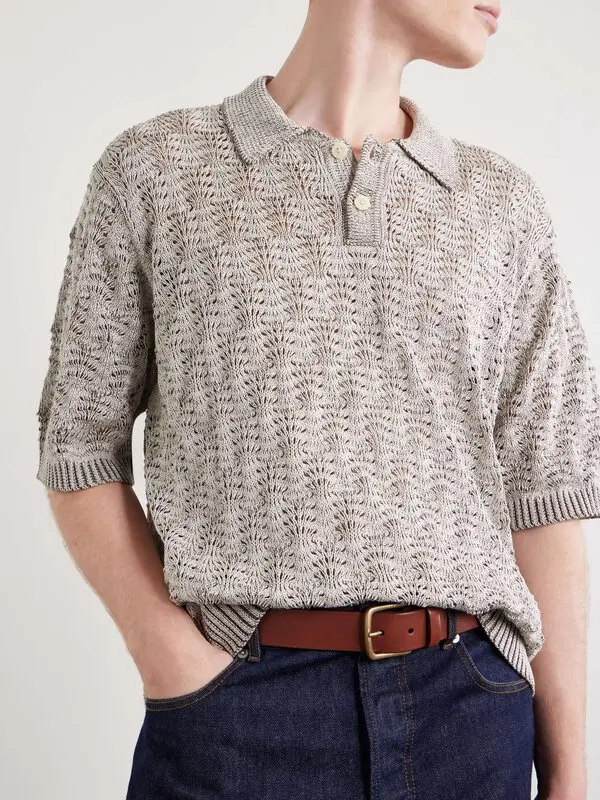 CORRIDOR Open-knit Pima Cotton Polo Shirt