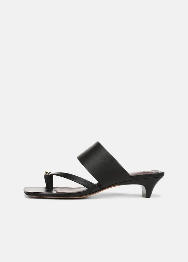 Vince Stacy Leather Heeled Toe-ring Sandal - Black