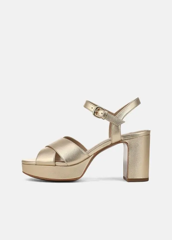 Vince Ericka Metallic Leather Platform Sandal - Champagne