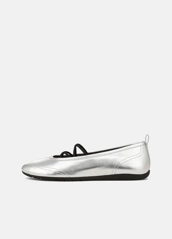 Vince Coralie Metallic Leather Ballet Sneaker - Silver