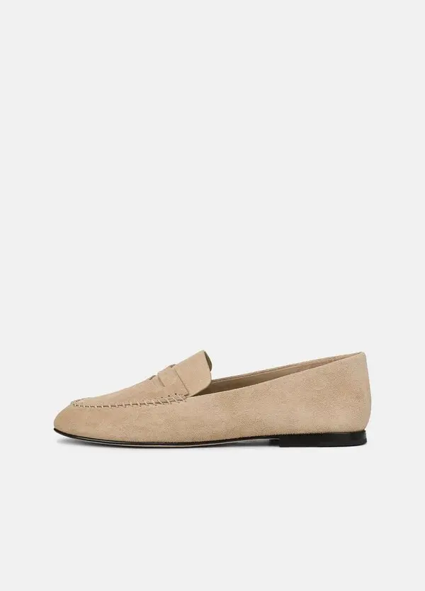 Vince Teo Suede Loafers With Whipstitching - Tuscan Sand