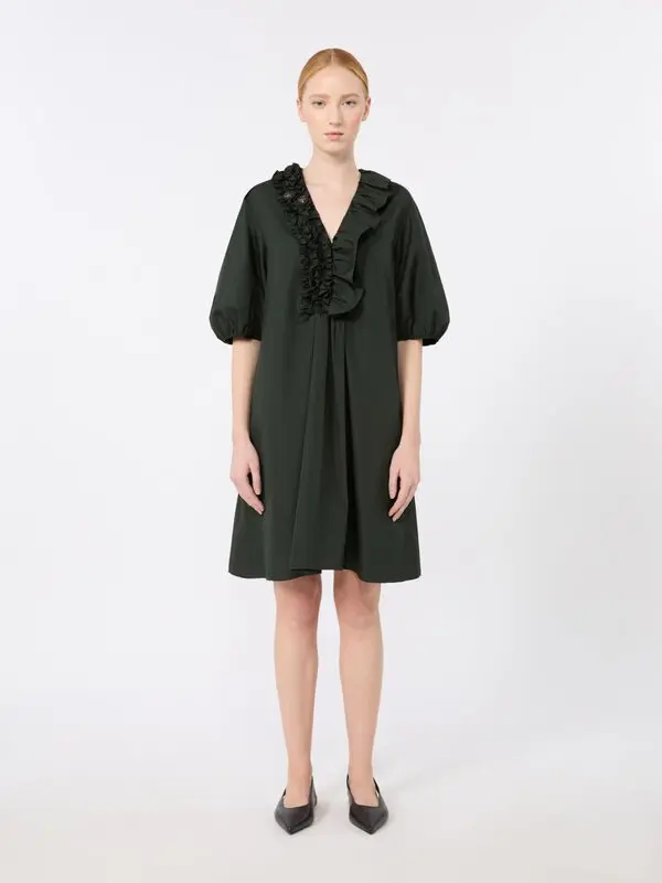 Max Mara Cotton Poplin Short Dress With Ruffles