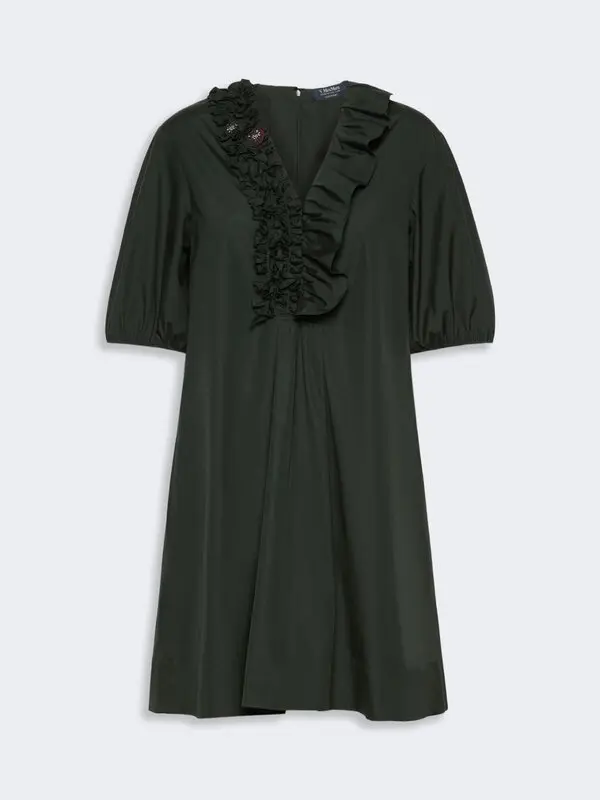 Max Mara Cotton Poplin Short Dress With Ruffles