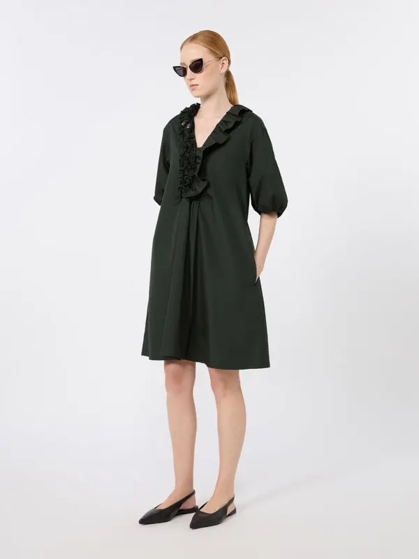 Max Mara Cotton Poplin Short Dress With Ruffles