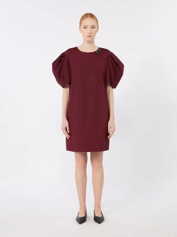 Max Mara Cotton Poplin Short Dress With Embellished Neckline