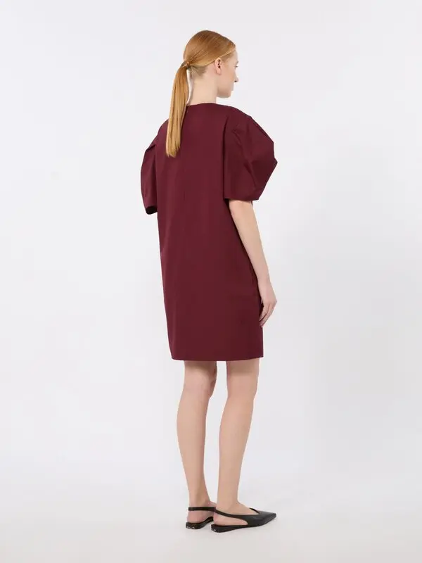 Max Mara Cotton Poplin Short Dress With Embellished Neckline