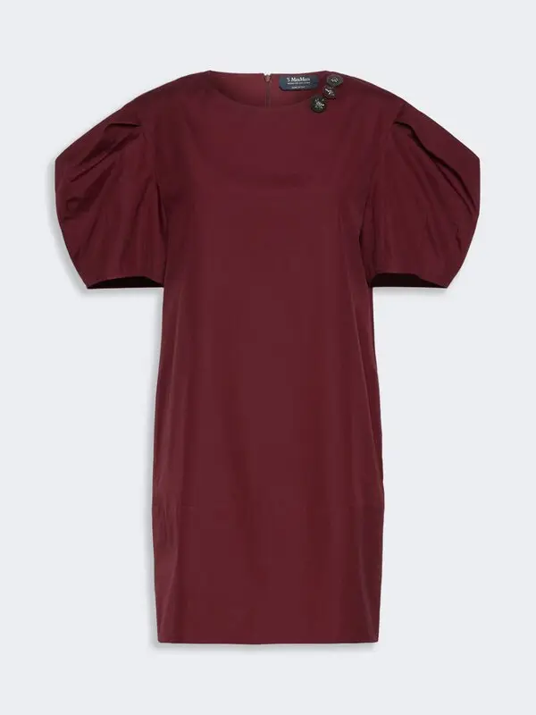 Max Mara Cotton Poplin Short Dress With Embellished Neckline