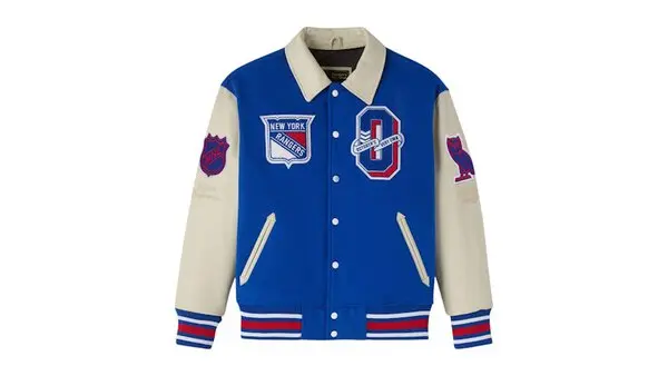 OVO X Nhl New York Rangers Varsity Jacket - Blue