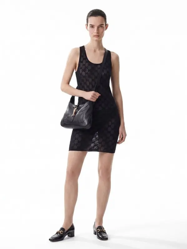 Gucci Mini Dress In Viscose Crêpe With Logo Embroidery