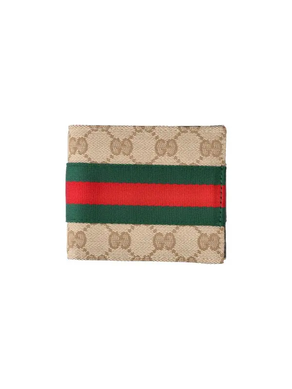 Gucci Bi-fold Wallet "web - Beige