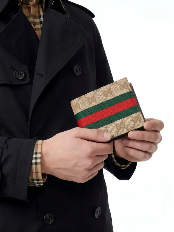 Gucci Bi-fold Wallet "web - Beige