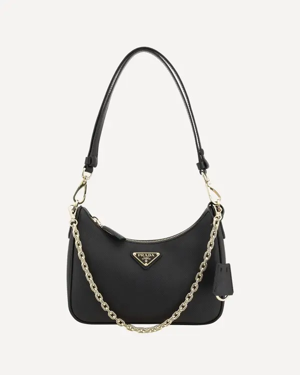 Prada Saffiano Leather Shoulder Bag - Black
