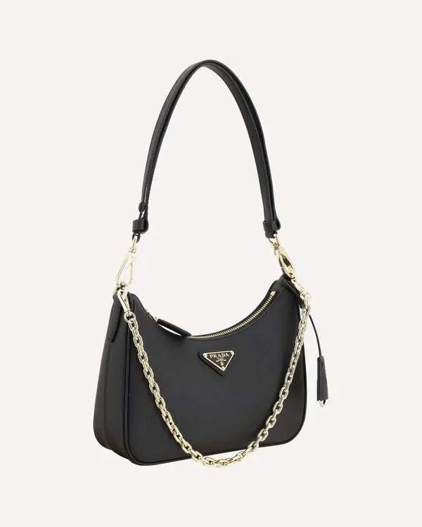 Prada Saffiano Leather Shoulder Bag - Black